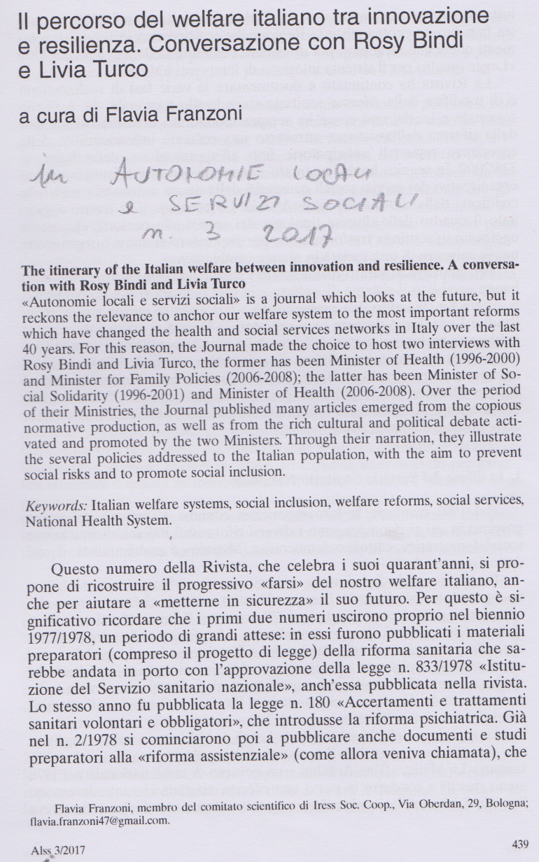 Il percorso del welfare italiano tra innovazione e resilienza ...