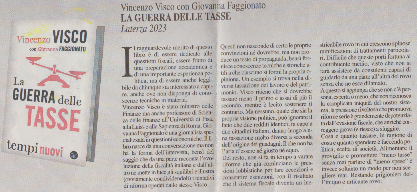 Visco Vincenzo, Faggionato Giovanna, La guerra delle tasse, Laterza ...