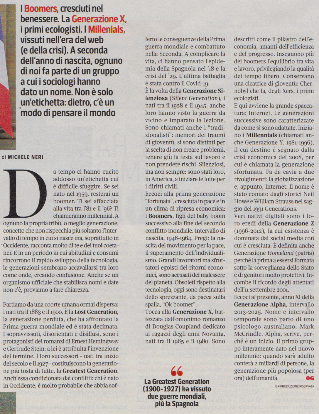 Classificazione delle GENERAZIONI: Alpha; generazione Z; generazione Y ...