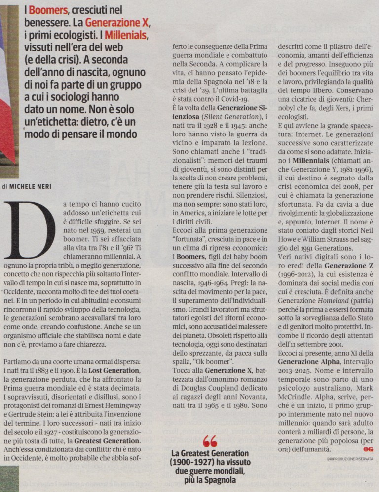 Classificazione delle GENERAZIONI: Alpha; generazione Z; generazione Y ...